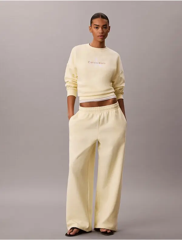 Calvin Klein Fleece Wide Leg Sweatpants - Pear Sorbet