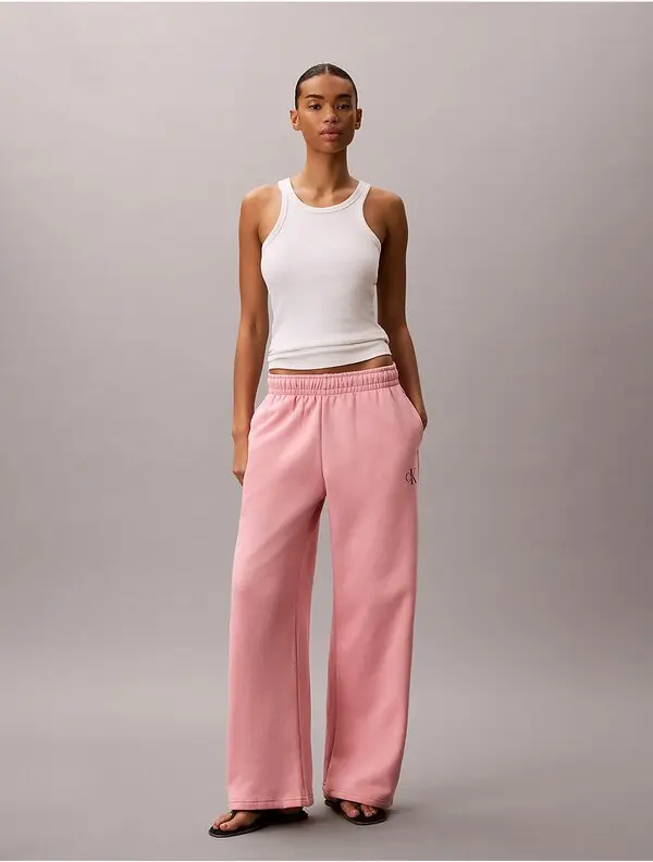 Calvin Klein Fleece Wide Leg Sweatpants - Soft Berry