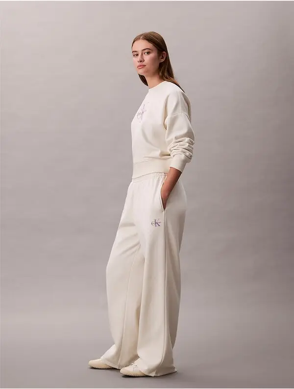 Calvin Klein Fleece Wide Leg Sweatpants - Tofu
