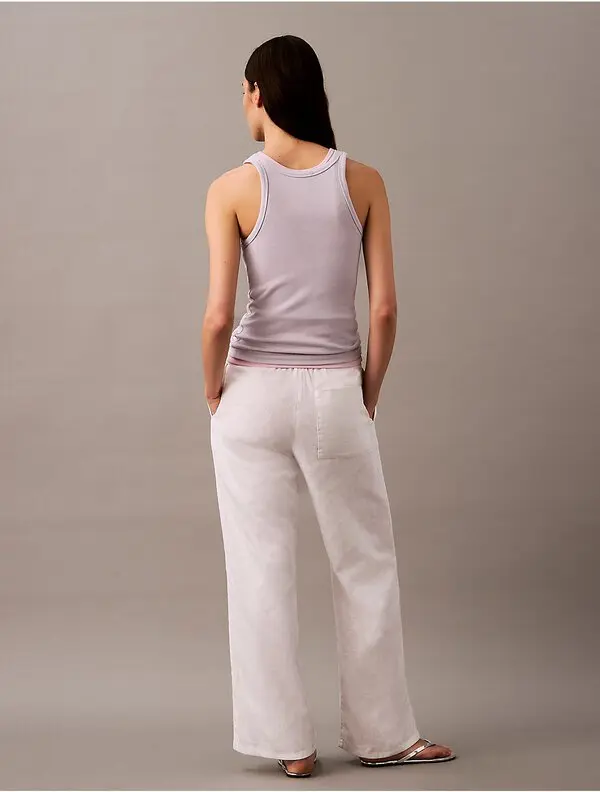 Calvin Klein Linen Cotton Pull-on Pants - Brilliant White