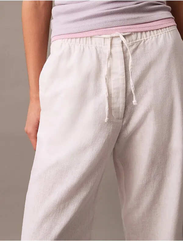 Calvin Klein Linen Cotton Pull-on Pants - Brilliant White