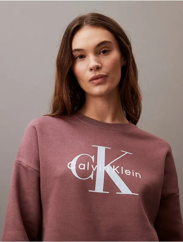Calvin Klein Relaxed Fit Fleece Crewneck Sweatshirt - Capri Rose
