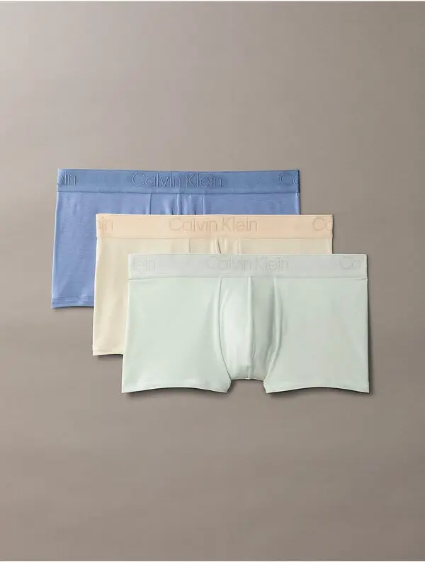 Calvin Klein 3-pack Low Rise Trunk - Oatmeal/sky Gray/blue Tulip