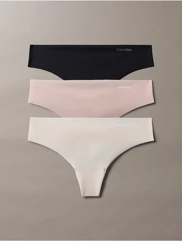 Calvin Klein Invisibles 3-pack Thong - Black / Subdued / Peach