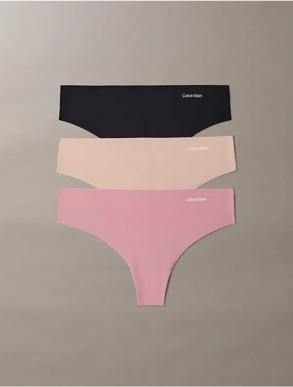 Calvin Klein Invisibles 3-pack Thong - Black/ Cedar/ Soft Mauve
