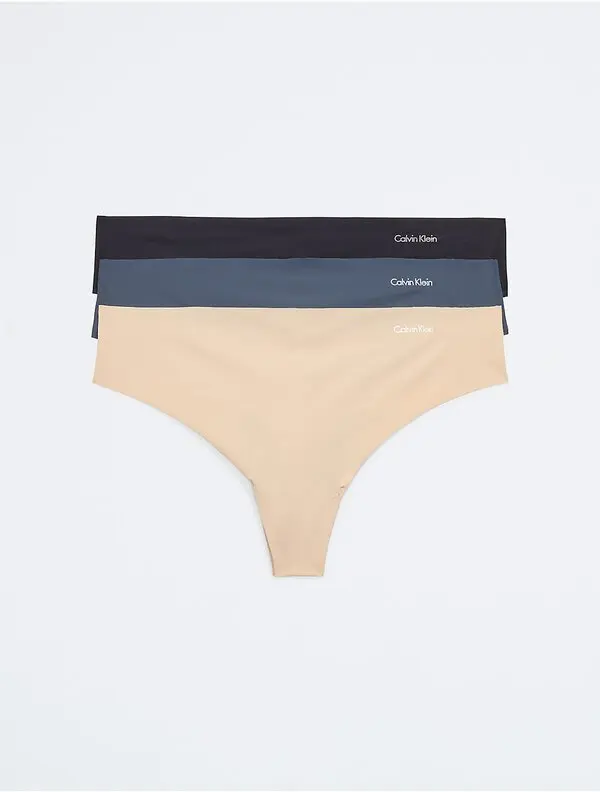 Calvin Klein Invisibles 3-pack Thong - Speakeasy / Caramel / Black