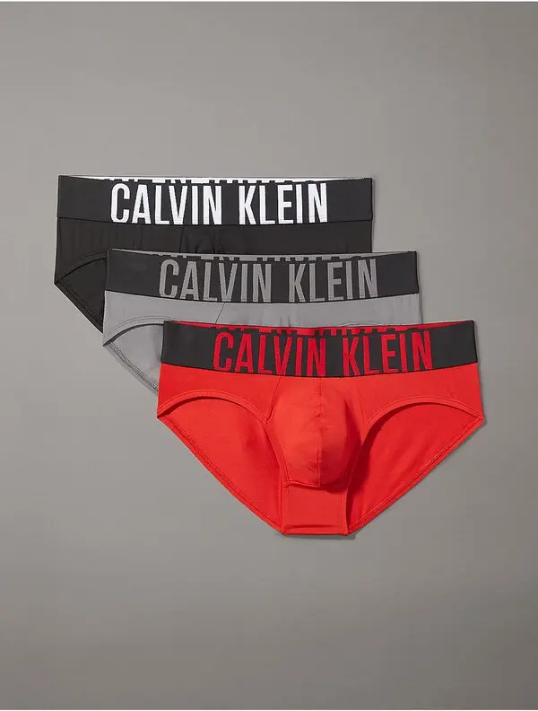Calvin Klein Intense Power Micro 3-pack Hip Brief - Black / Grey Sky / Pompeian Red
