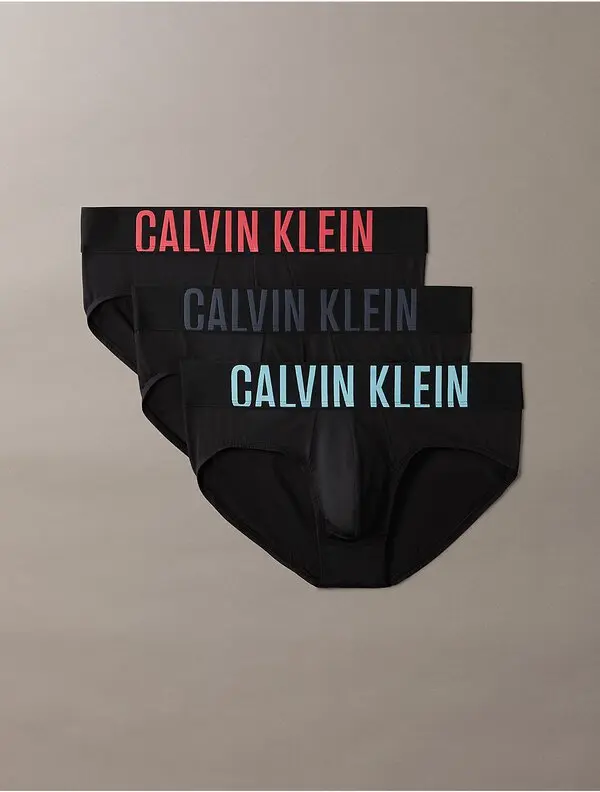 Calvin Klein Intense Power Micro 3-pack Hip Brief - Black W/ Ombre Blue/chilly Blue/punch Pink Logos