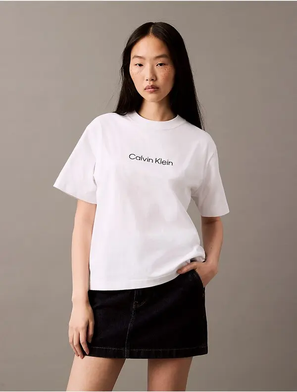 Calvin Klein Standard Logo Boxy Fit Crewneck T-shirt - Brilliant White