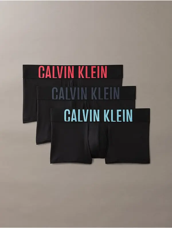 Calvin Klein Intense Power 3-pack Low Rise Trunk - Black W/ Blue Logo/ Black W/ Punch Pink Logo