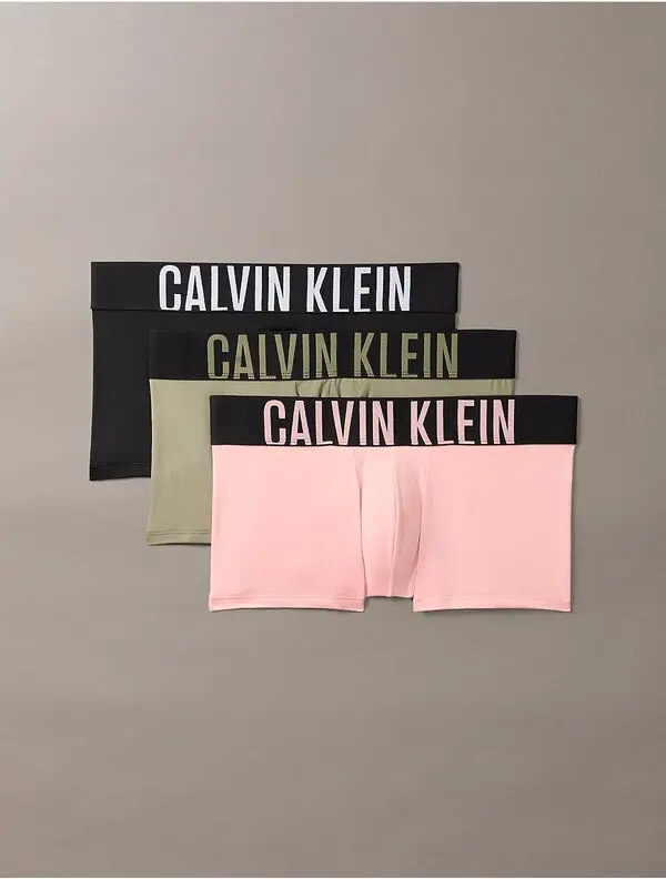 Calvin Klein Intense Power 3-pack Low Rise Trunk - Black/sugar Pink/deep Lichen Green