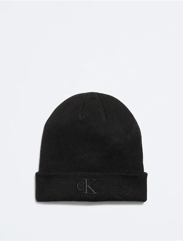 Calvin Klein Monogram Logo Beanie - Black