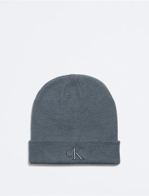 Calvin Klein Monogram Logo Beanie - Blue Lake