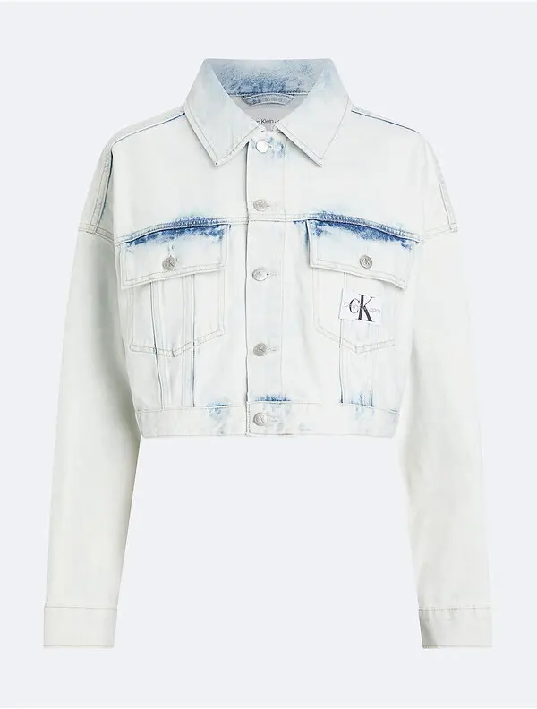 Calvin Klein Relaxed Cropped Denim Trucker Jacket - Denim Light
