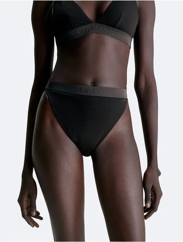 Calvin Klein Core Tonal High Waist Bikini Bottom - Black
