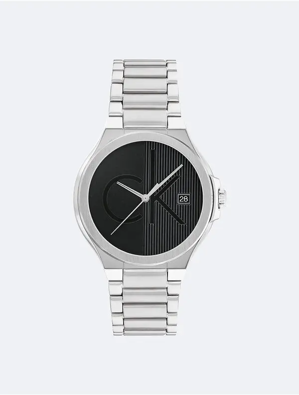 Calvin Klein Monogram Logo Dial Bracelet Watch - Black
