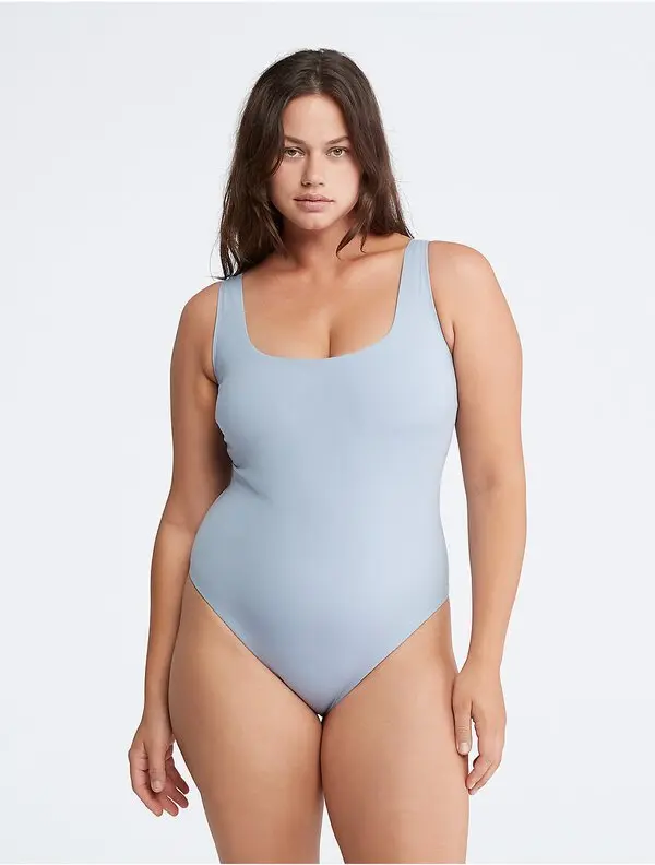 Calvin Klein Scoopneck One Piece Swimsuit - Blue Chime