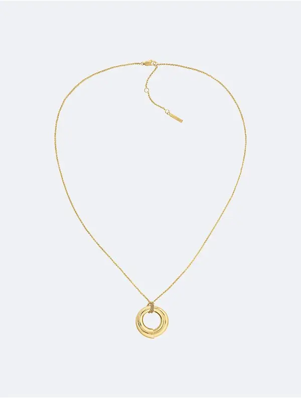 Calvin Klein Sculptural Round Pendant Necklace - Gold