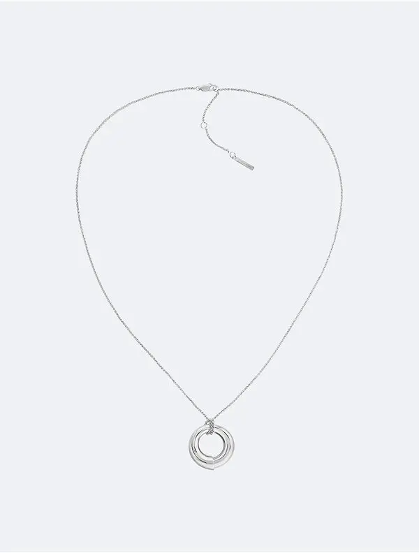 Calvin Klein Sculptural Round Pendant Necklace - Silver
