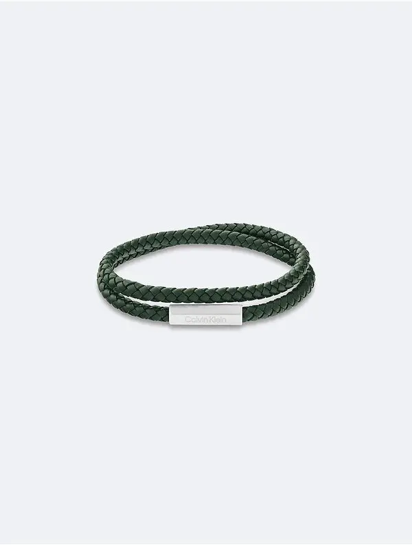 Calvin Klein Braided Leather Bracelet - Green