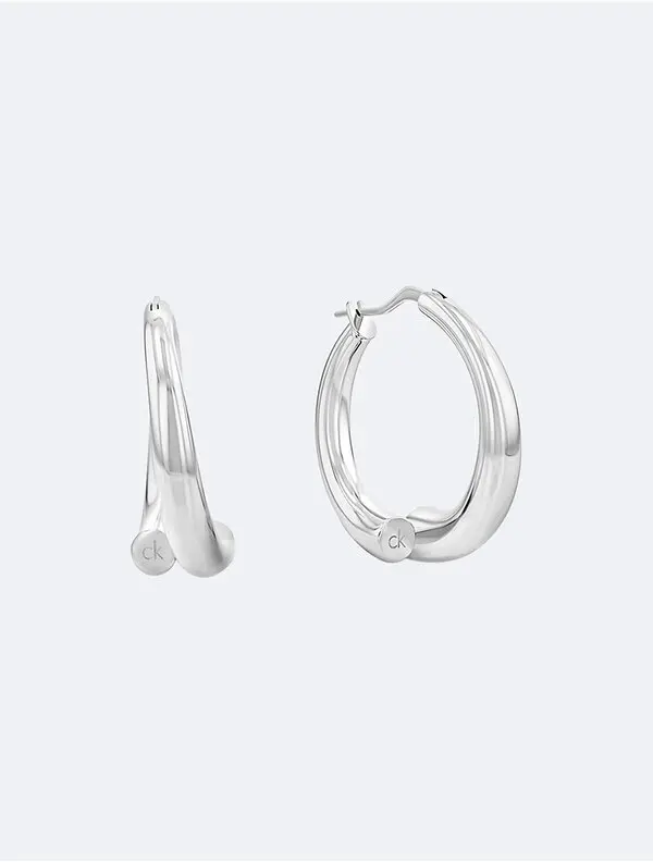Calvin Klein Sculptural Hoop Earrings - Silver