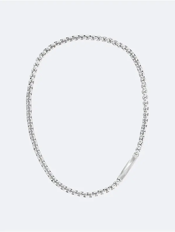 Calvin Klein Beveled Id Stainless Steel Chain Necklace - Silver