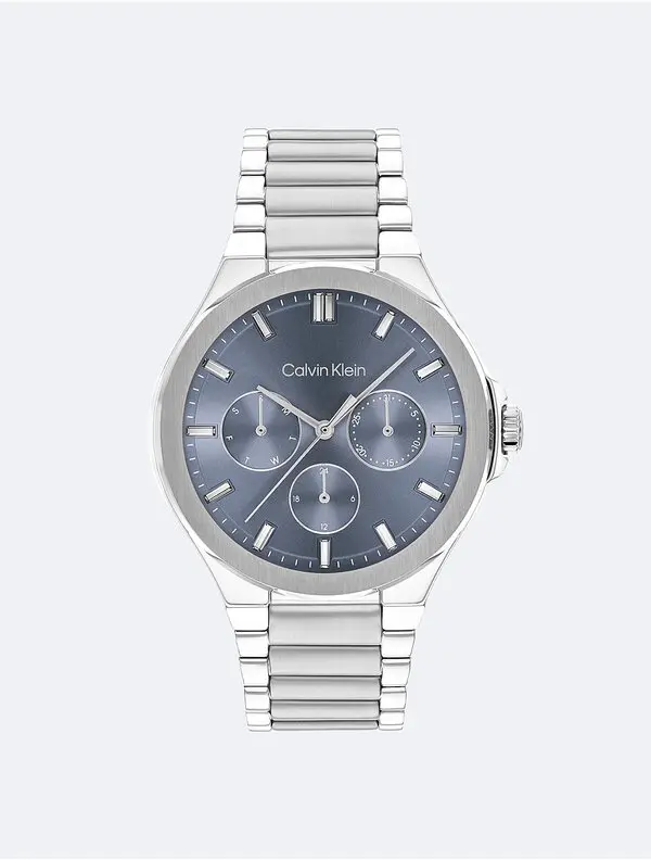 Calvin Klein Multifunction Integrated Link Bracelet Watch - Blue
