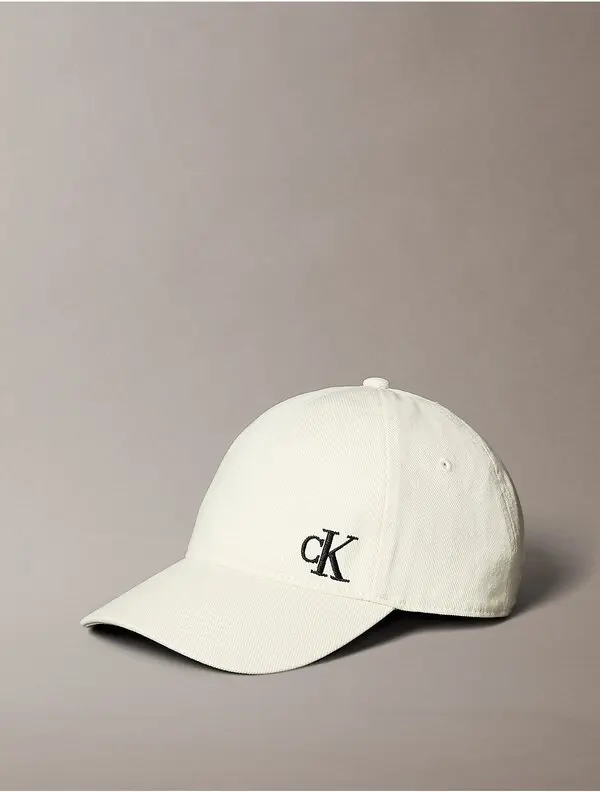 Calvin Klein Brushed Cotton Twill Baseball Cap - Bone White
