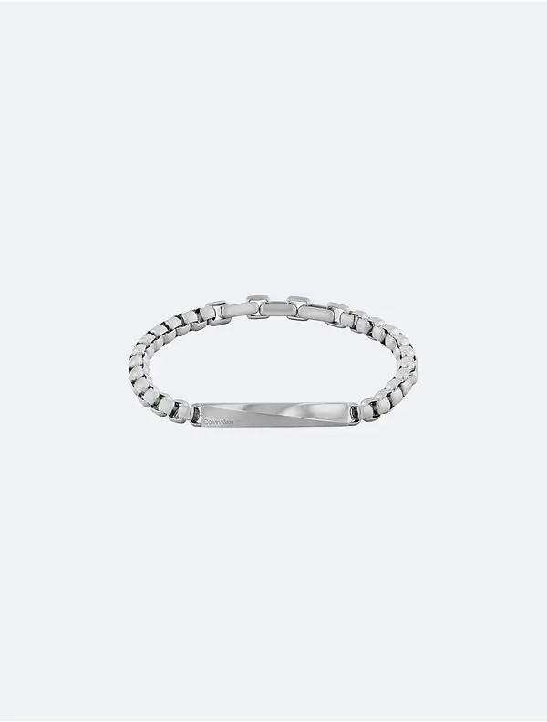 Calvin Klein Beveled Id Chain Bracelet - Silver