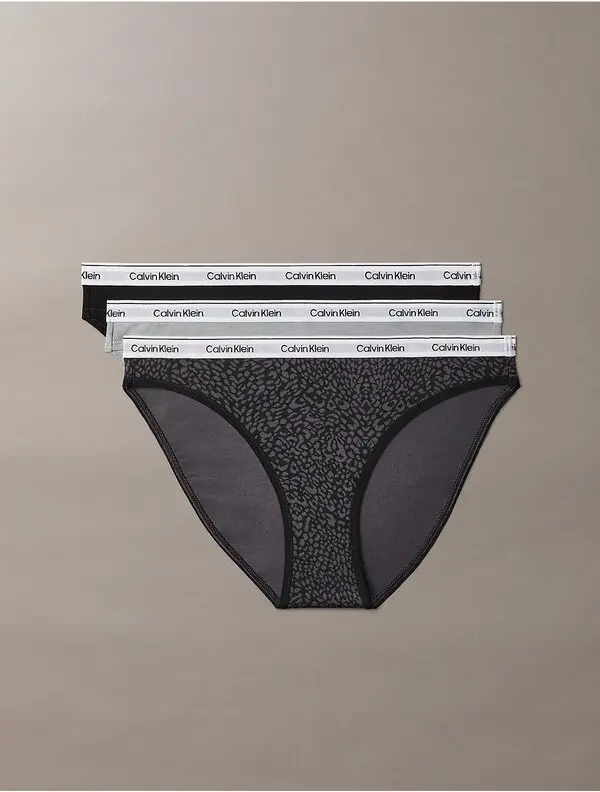 Calvin Klein Modern Logo 3-pack Bikini - Black/ Wolf Grey/ Animal Mirror Black