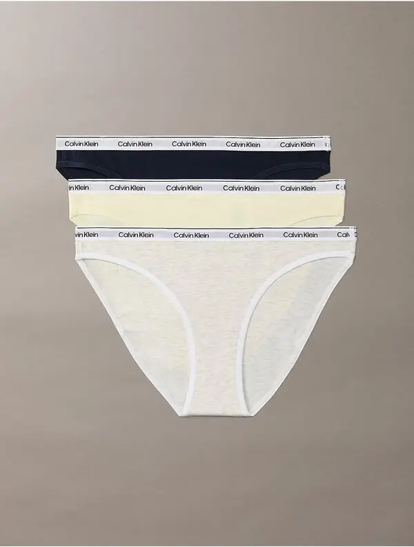Calvin Klein Modern Logo 3-pack Bikini - Shoreline/ Snow Heather/ Pear Sorbet