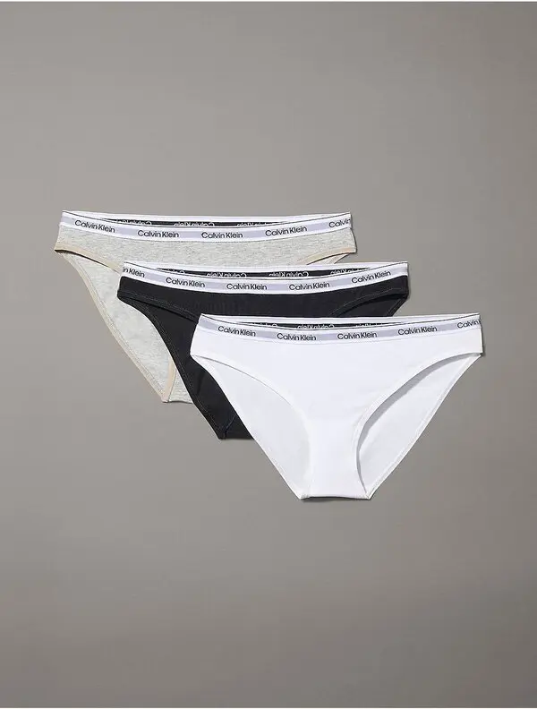 Calvin Klein Modern Logo 3-pack Bikini - White /  Grey Heather /  Black