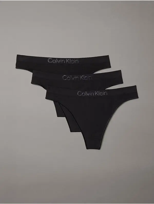 Calvin Klein Bonded Flex 3-pack Mid Rise Thong - Black
