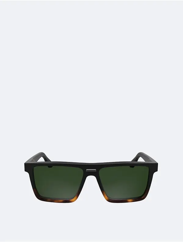Calvin Klein Acetate Modified Square Sunglasses - Black/havana