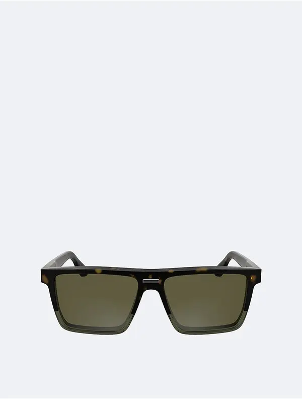 Calvin Klein Acetate Modified Square Sunglasses - Dark Havana/khaki