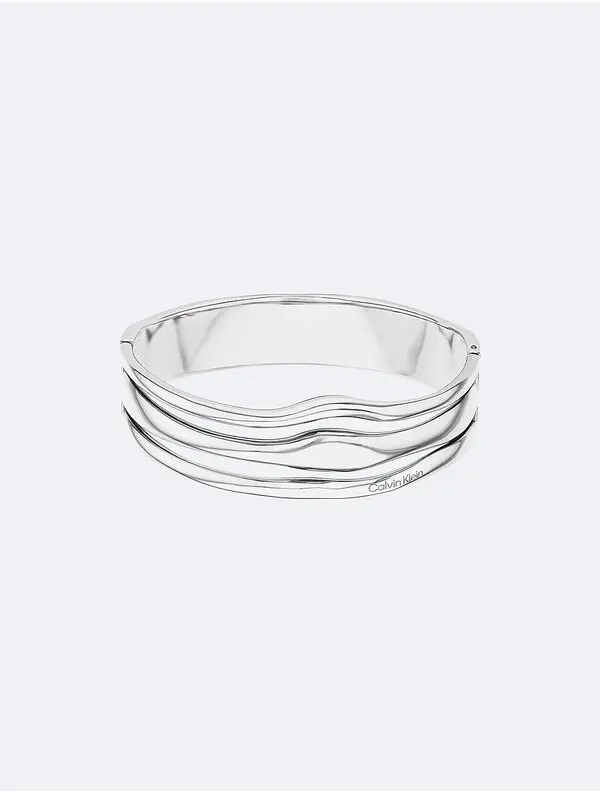 Calvin Klein Sculptural Hinged Bangle - Silver / Stainless Steel / Rose Gold