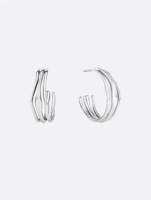 Calvin Klein Sculptural Hoop Earrings - Silver / Stainless Steel / Rose Gold