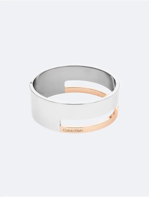 Calvin Klein Sculptural Hinged Bangle - Two Tone