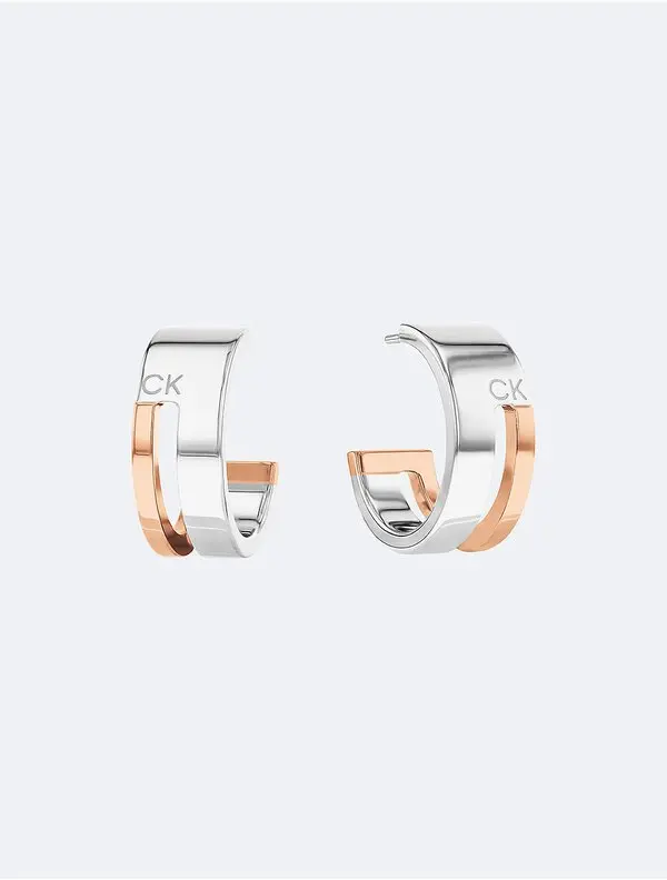 Calvin Klein Sculptural Hoop Earrings - Two Tone