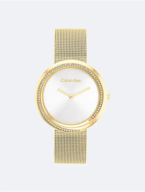 Calvin Klein Crystal Bezel Watch - Gold