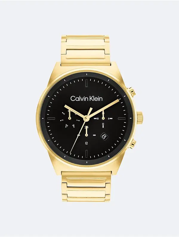 Calvin Klein Minimal Multifunction H-link Bracelet Watch - Black / Gold