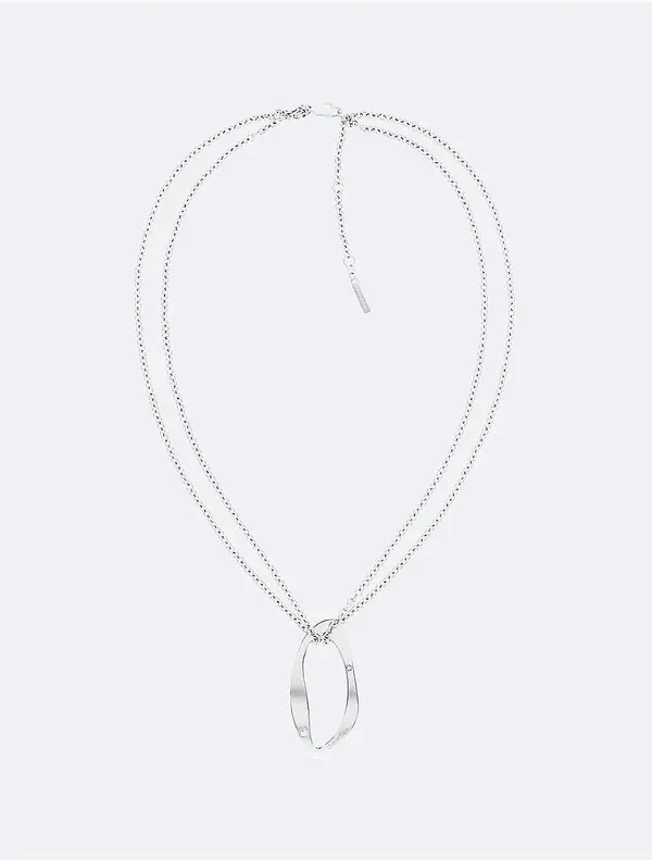 Calvin Klein Round Pendant Necklace - Silver