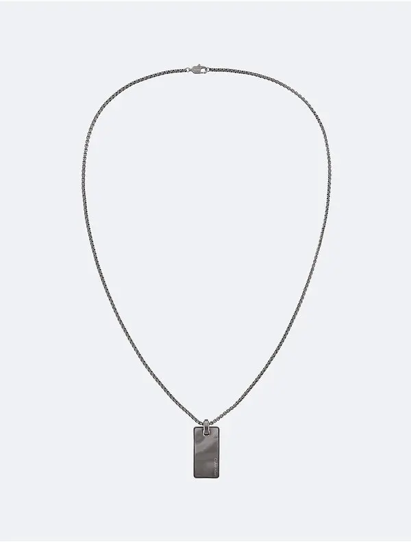 Calvin Klein Organic Rectangle Pendant Necklace - Gun Metal