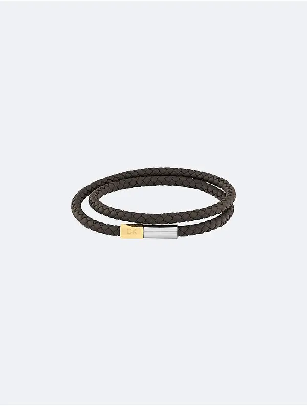 Calvin Klein Braided Leather Double Wrap Bracelet - Green