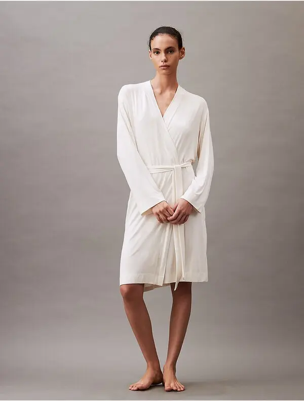 Calvin Klein Ultra Light Lounge Robe - Ivory
