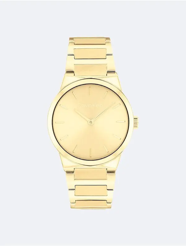Calvin Klein Minimalist Integrated Link Bracelet 32mm Watch - Yellow Gold