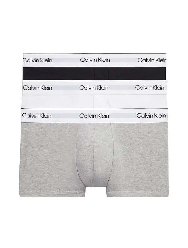 Calvin Klein Icon Cotton Stretch 3-pack Low Rise Trunk - Grey Heather / Black / White