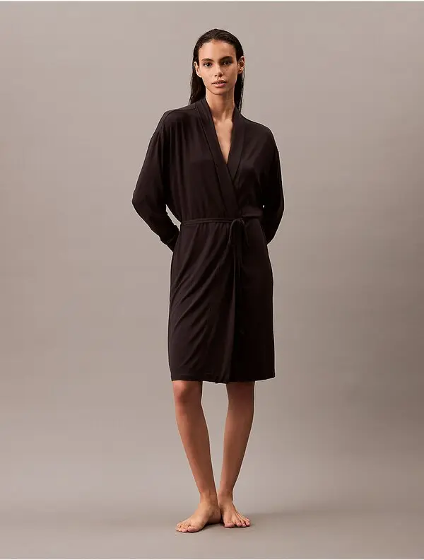 Calvin Klein Ultra Light Modal Lounge Robe - Black