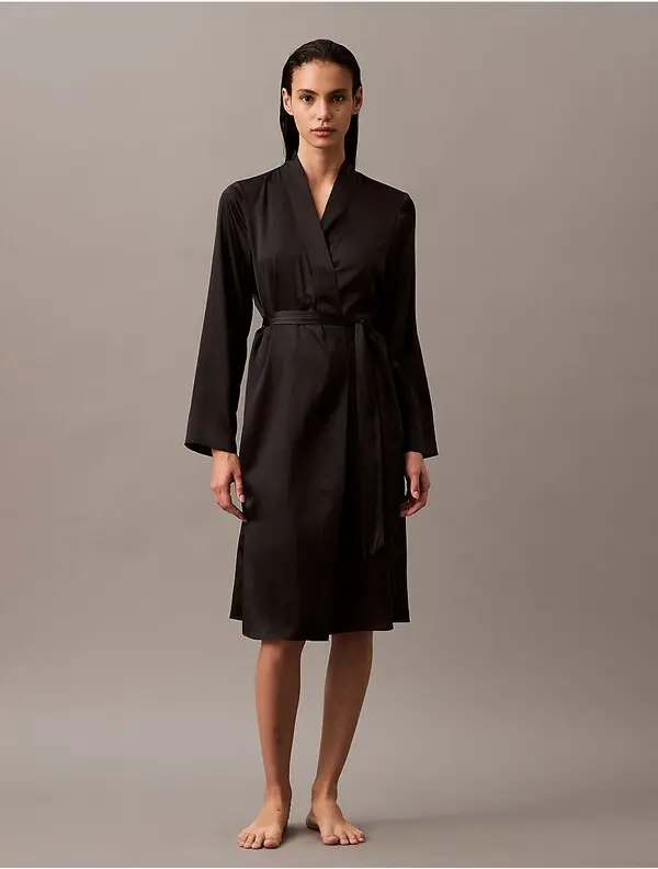 Calvin Klein Satin Robe - Black