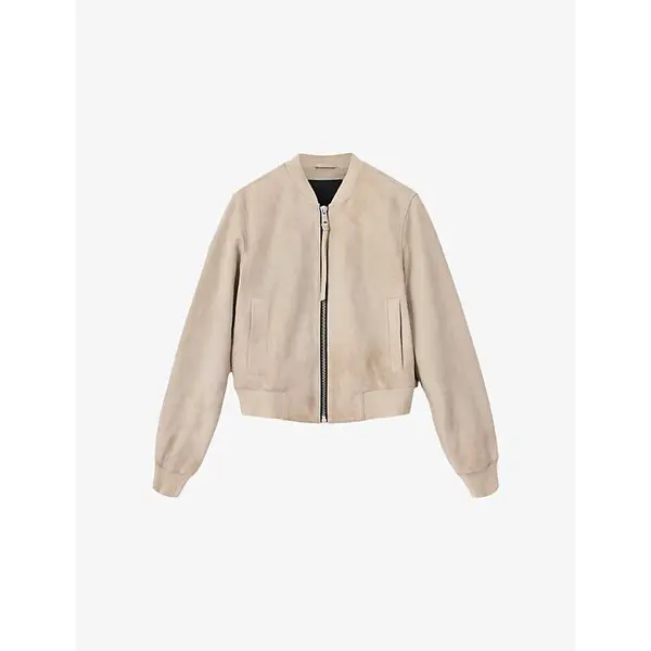 ALLSAINTS Orten Suede Bomber Jacket - Silver Birch G